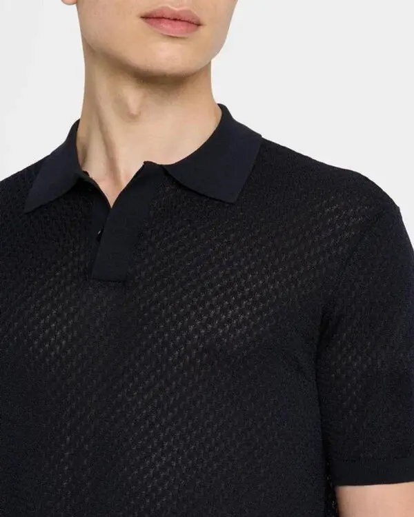 Emporio Armani Apos;s Micro-jacquard Short-sleeve Polo Sweater