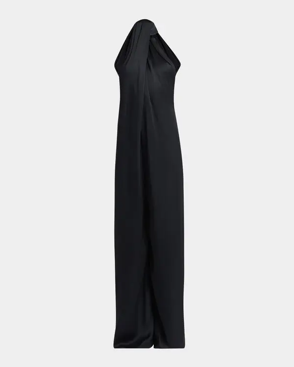 Stella McCartney Envers Draped Satin Halterneck Jumpsuit - Black
