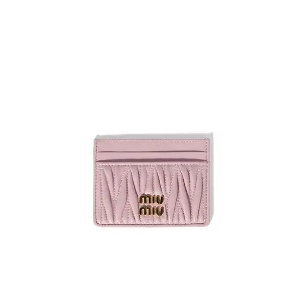 Miu Miu Matelassé Nappa Leather Card Holder - Alabaster Pink