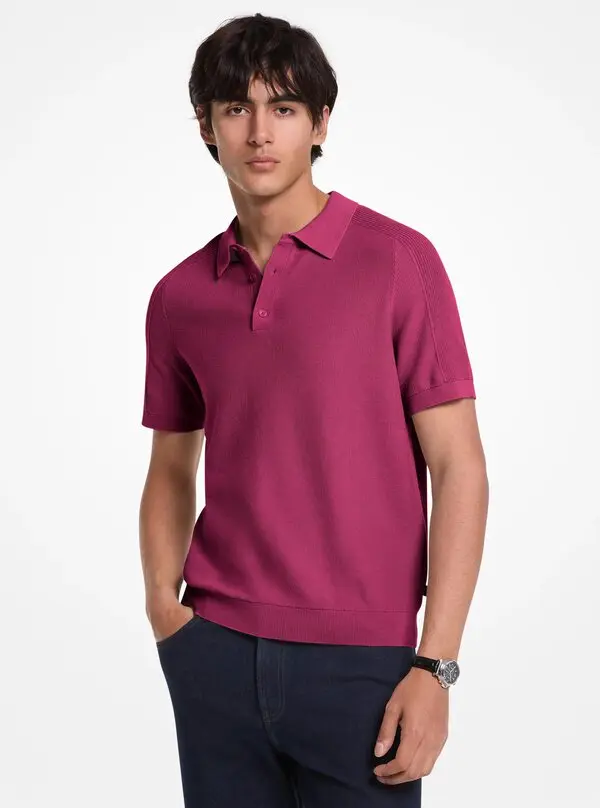 Michael Kors Cotton Mouliné Polo Shirt In Size By - Red