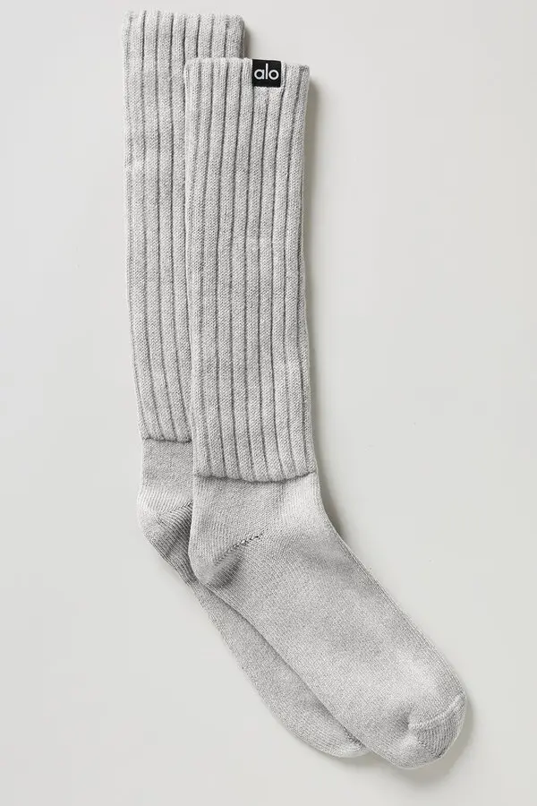 Alo Yoga Washed Scrunch Socks - Hazy Grey Wash