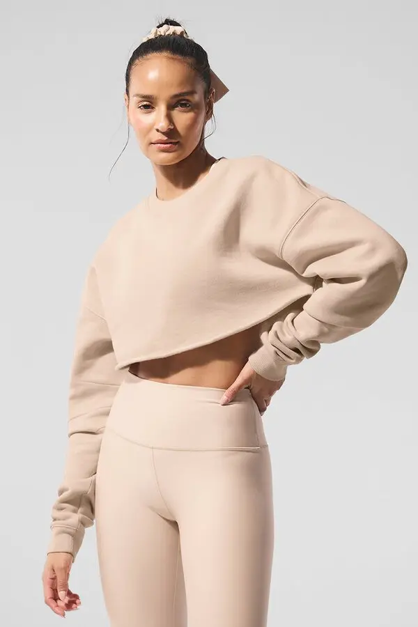 Alo Yoga Extreme Cropped Pullover Top - Macadamia