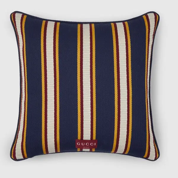 Gucci Small Striped Cotton Jacquard Cushion