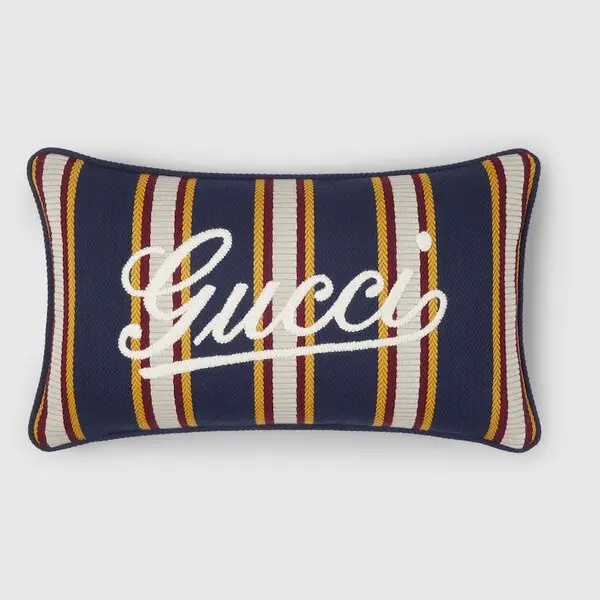 Gucci Rectangular Cotton Jacquard Cushion - Blue