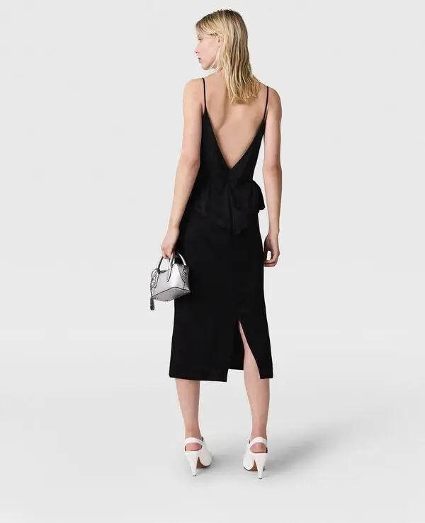 Stella McCartney Deep V-neck Peplum Midi Dress
