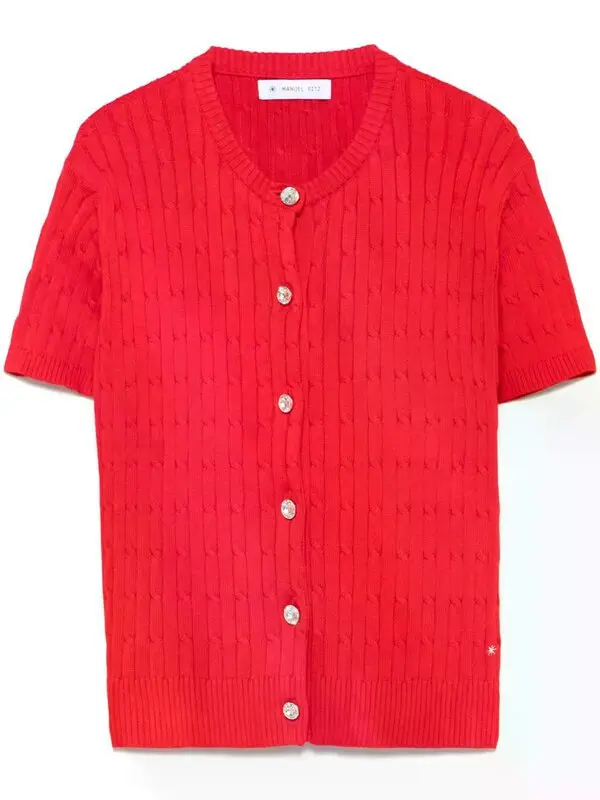 MANUEL RITZ Cotton Short-sleeve Cardigan - Red
