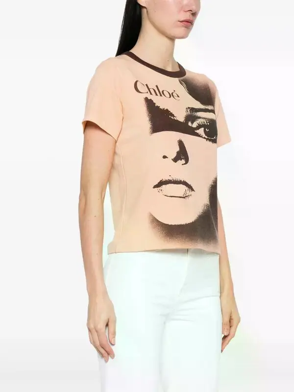 Chloé Face Print T-Shirt - Orange | Editorialist