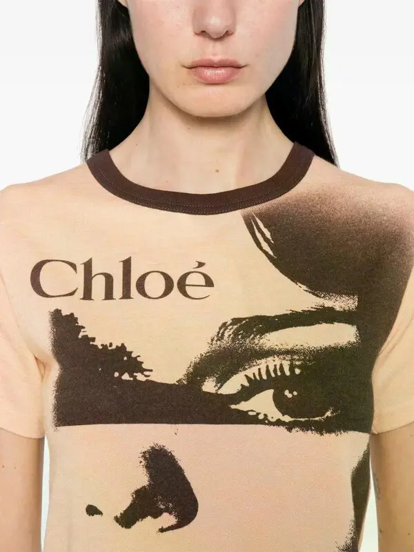 Chloé Face Print T-Shirt - Orange | Editorialist