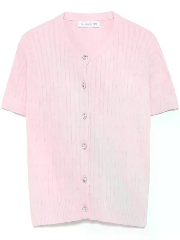 MANUEL RITZ Cotton Short-sleeve Cardigan - Pink