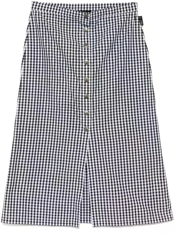 AGNÈS B. Gingham Cotton Midi Skirt - Black