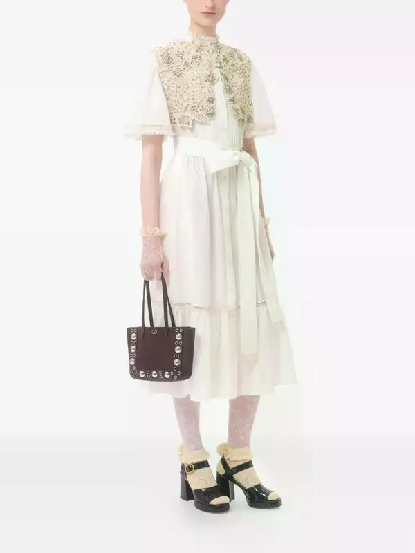 Valentino Garavani Suede Shopping Bag With Stud Embellishments - Brown