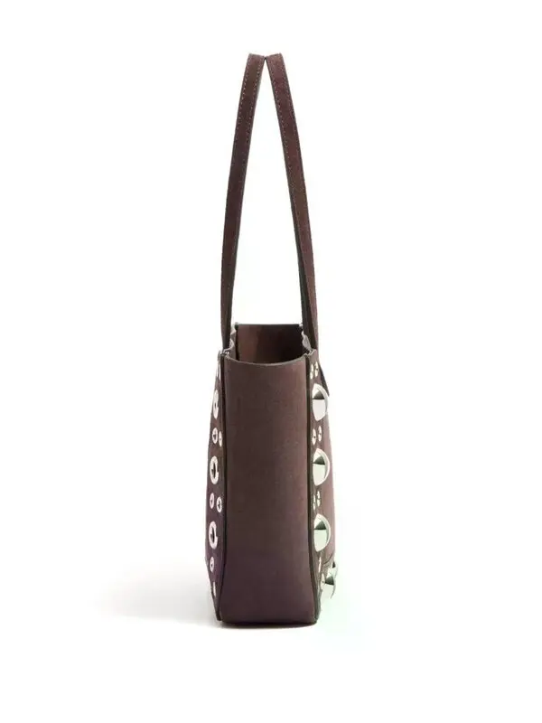 Valentino Garavani Suede Shopping Bag With Stud Embellishments - Brown