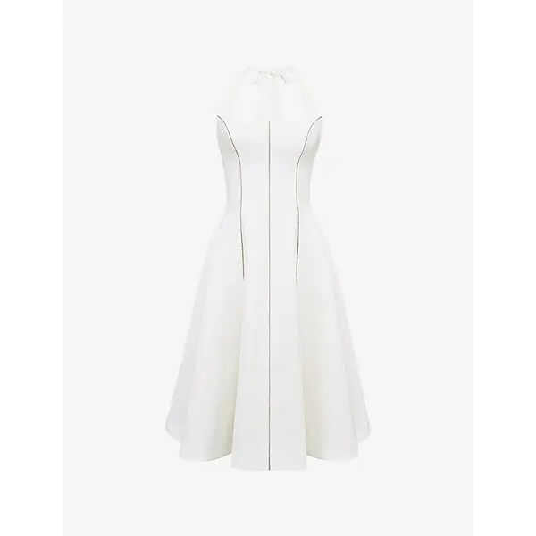 House OF CB Loulou Halter-Neck Midi Dress - Ivory