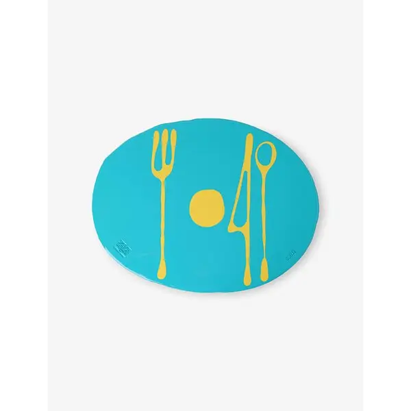 FISH DESIGN BY GAETANO PESCE Tables Mates Resin Cutlery Placemat - Turquoise And Yellow