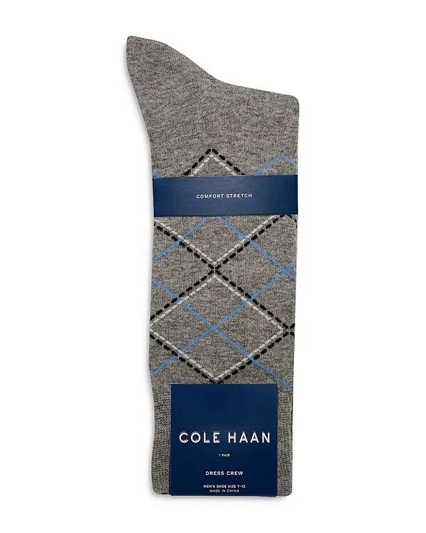 Cole Haan Argyle Crew Dress Socks - Medium Grey Heather