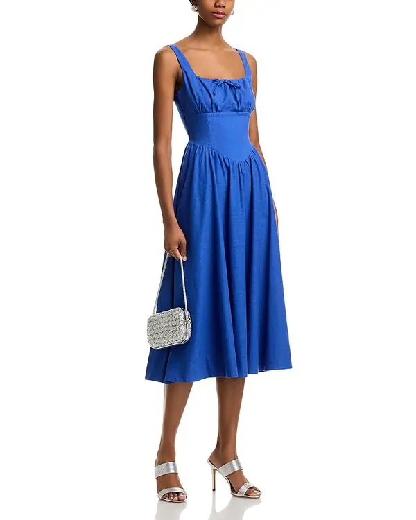 Buy Aqua Tie Front Midi Dress - Blue At 70% Off | Editorialist
