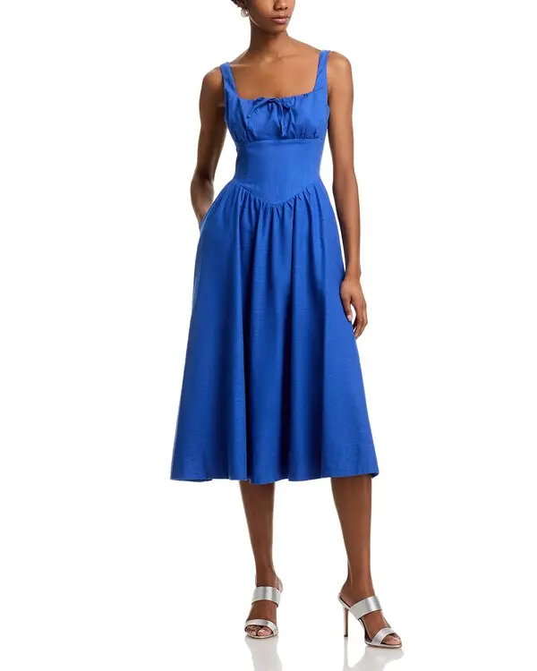Aqua Tie Front Midi Dress