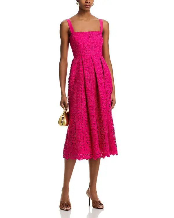 Aqua Lace Midi Tank Dress - Hot Pink