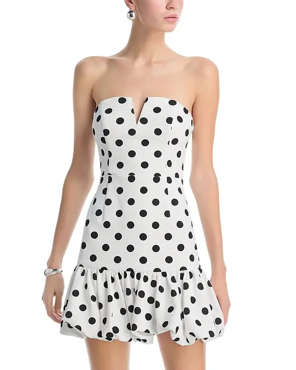 Aqua Polka Dot Bubble Dress - White/black