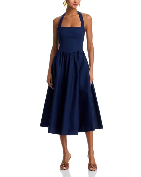 Aqua Halter Midi Dress
