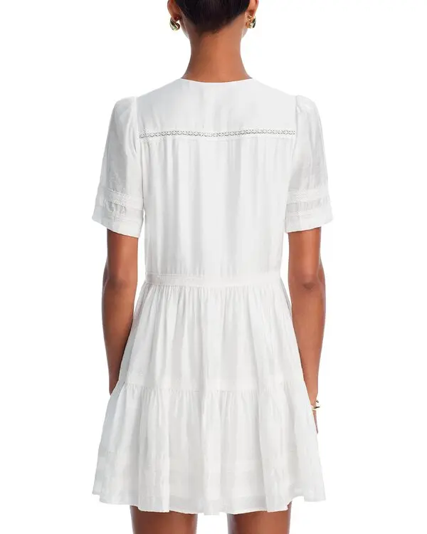 Aqua Lace Voile Short Sleeve Dress - Ivory
