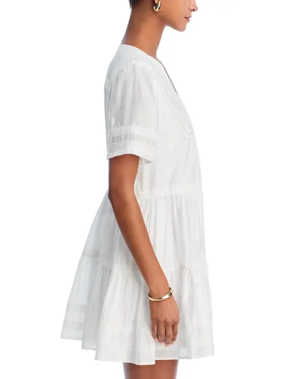 Aqua Lace Voile Short Sleeve Dress - Ivory