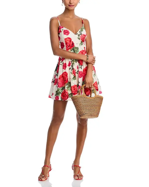 Aqua Rose Eyelet Princess Mini Dress