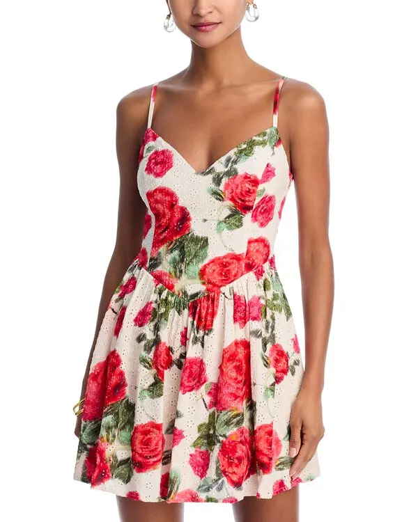 Aqua Rose Eyelet Princess Mini Dress