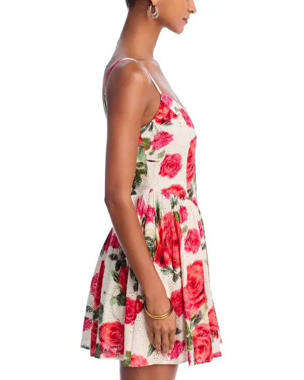 Aqua Rose Eyelet Princess Mini Dress