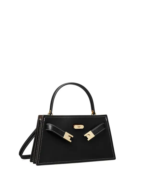 Tory Burch Petite Lee Radziwill Leather Tote - Black