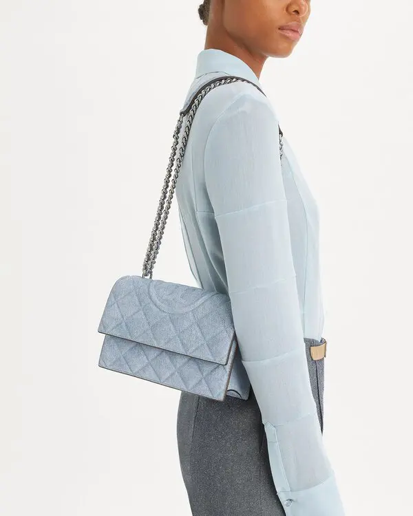 Tory Burch Fleming Print Leather Convertible Crossbody - Denim