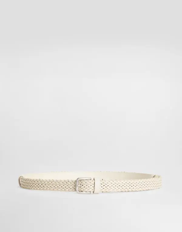 Dolce & Gabbana Braided Calfskin Belt - White