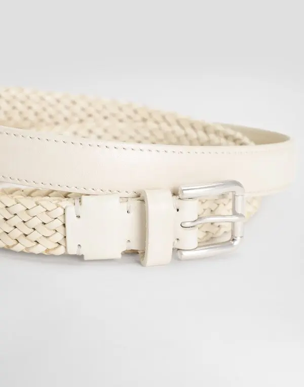 Dolce & Gabbana Braided Calfskin Belt - White