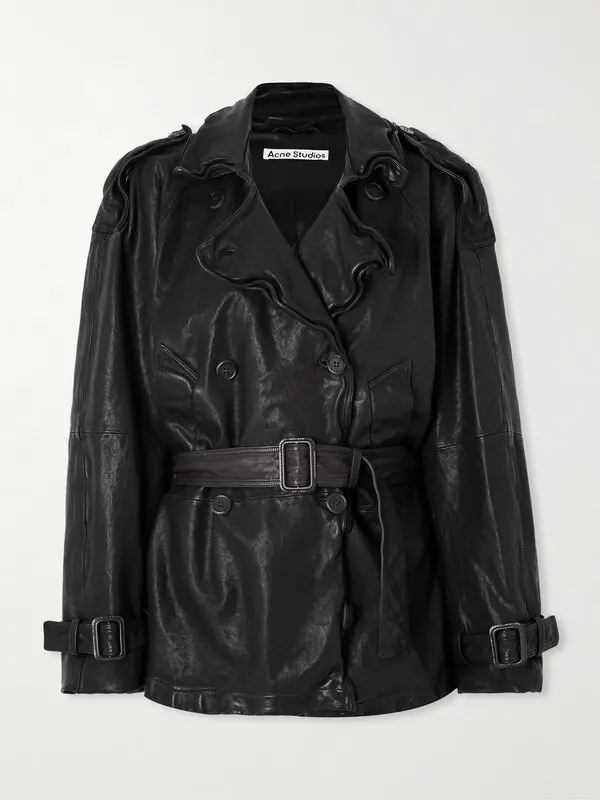 Acne Studios Double-breasted Leather Jacket - Black