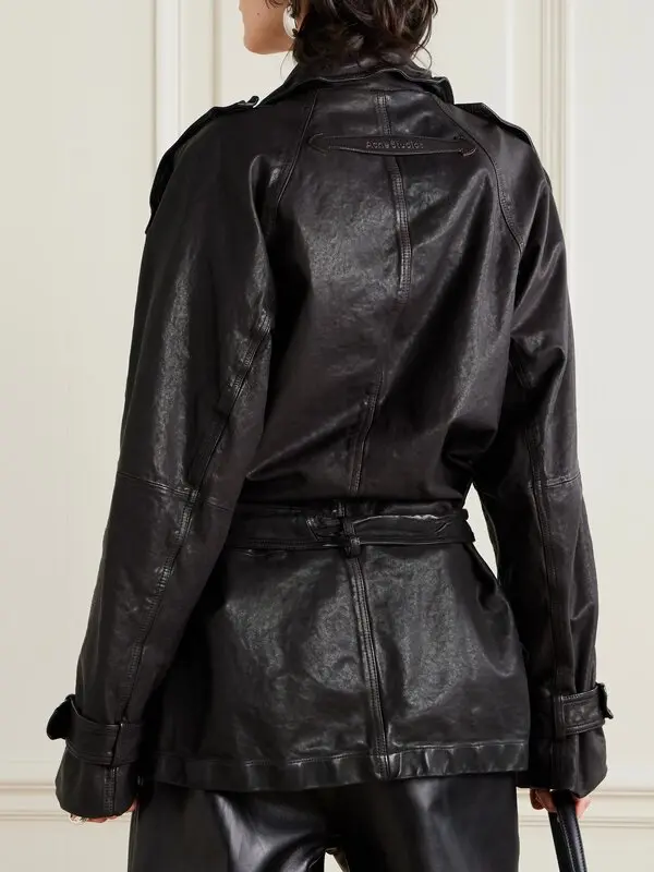 Acne Studios Double-breasted Leather Jacket - Black