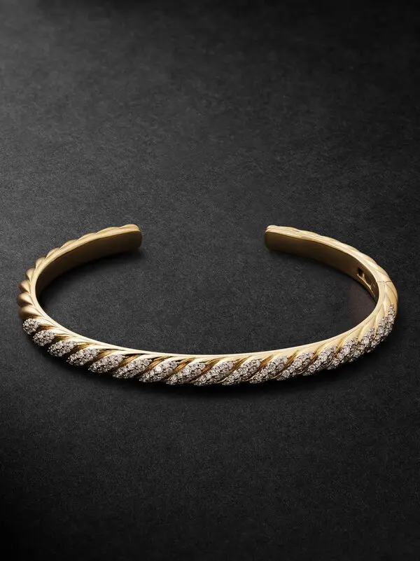 David Yurman Sculpted Cable 18-karat And Diamond Cuff - Gold