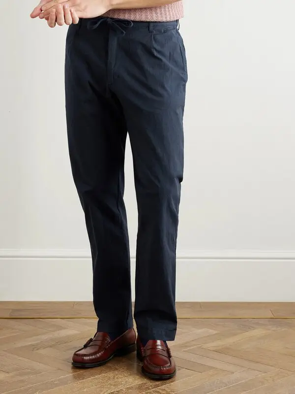 Hartford Straight-leg Stretch-cotton Trousers - Blue