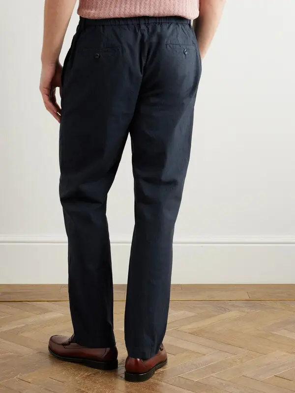 Hartford Straight-leg Stretch-cotton Trousers - Blue