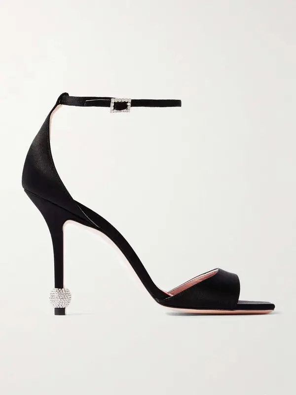 ROGER VIVIER Marlene 100 Crystal-embellished Satin Sandals