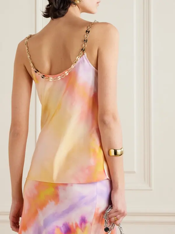 Rabanne Chainmail-embellished Tie-dyed Camisole - Orange