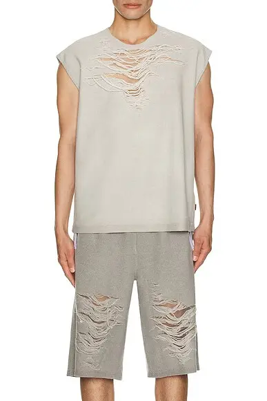DIESEL® Sleeveless Distressed Jersey Top