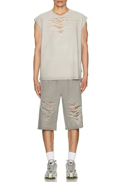 DIESEL® Sleeveless Distressed Jersey Top