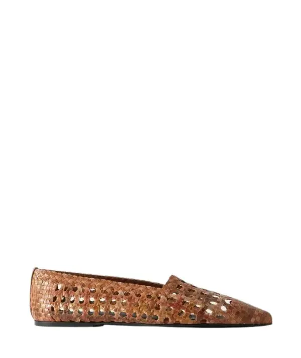 Loro Piana Ayame Woven Leather Flats - Brown