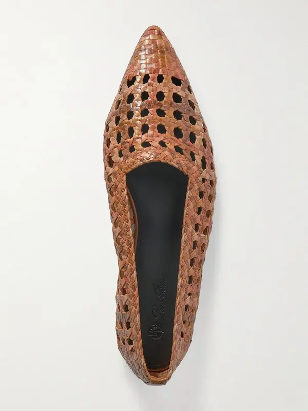 Loro Piana Ayame Woven Leather Flats - Brown