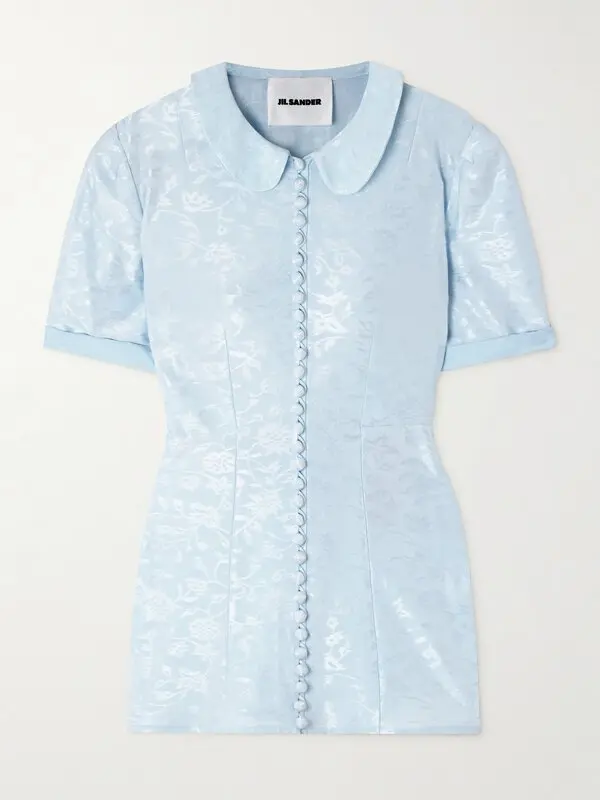 JIL SANDER Claudine Satin-jacquard Shirt - Blue