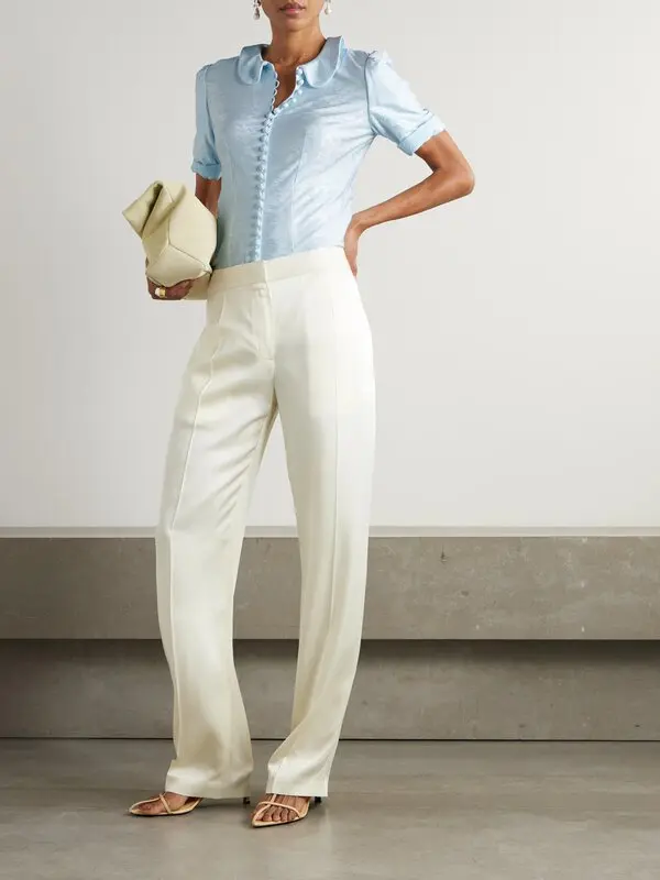 JIL SANDER Claudine Satin-jacquard Shirt - Blue