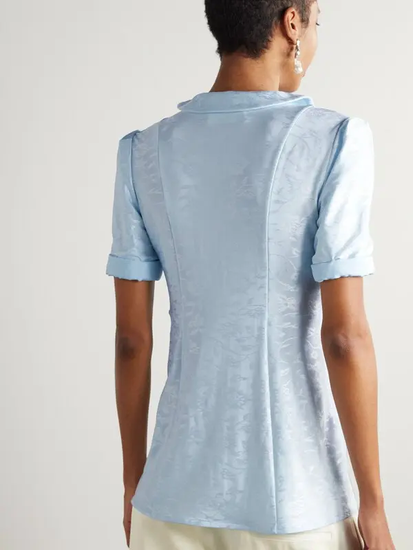 JIL SANDER Claudine Satin-jacquard Shirt - Blue