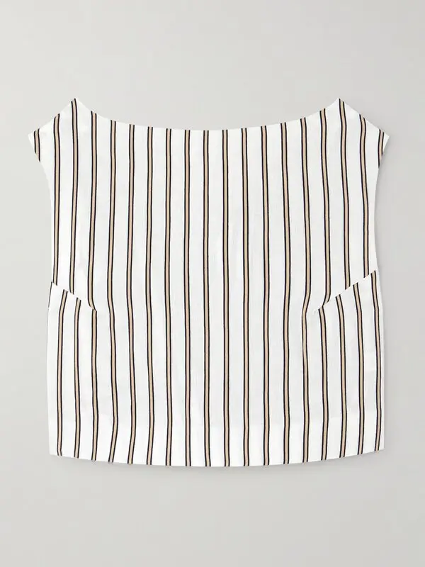 DESTREE Richard Cropped Striped Top - Neutrals