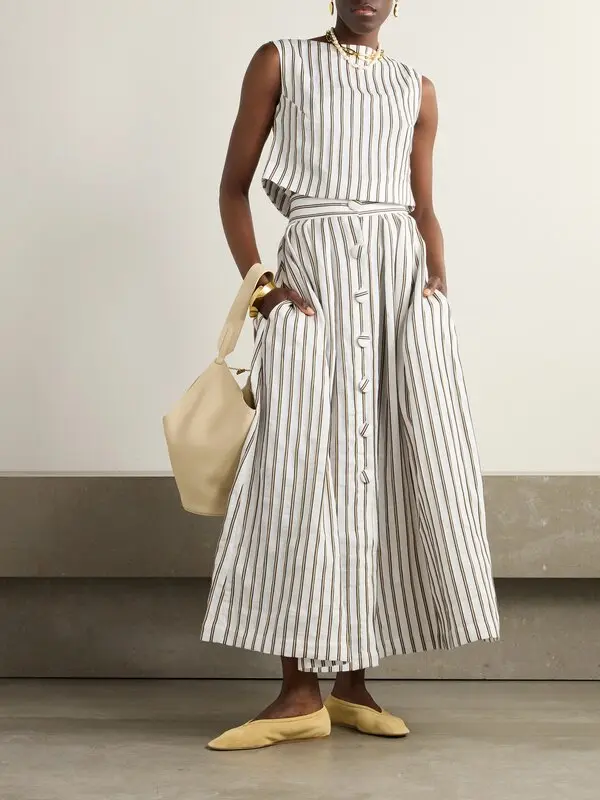 DESTREE Richard Cropped Striped Top - Neutrals