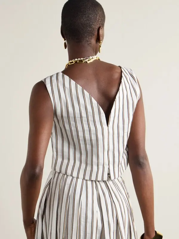 DESTREE Richard Cropped Striped Top - Neutrals
